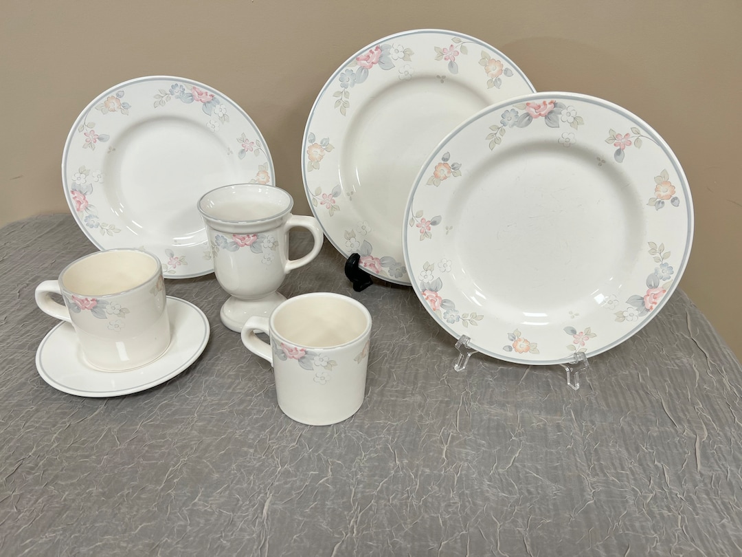 Vintage Pfaltzgraff Stoneware White & Pink Floral "wyndham" Dinnerware ...