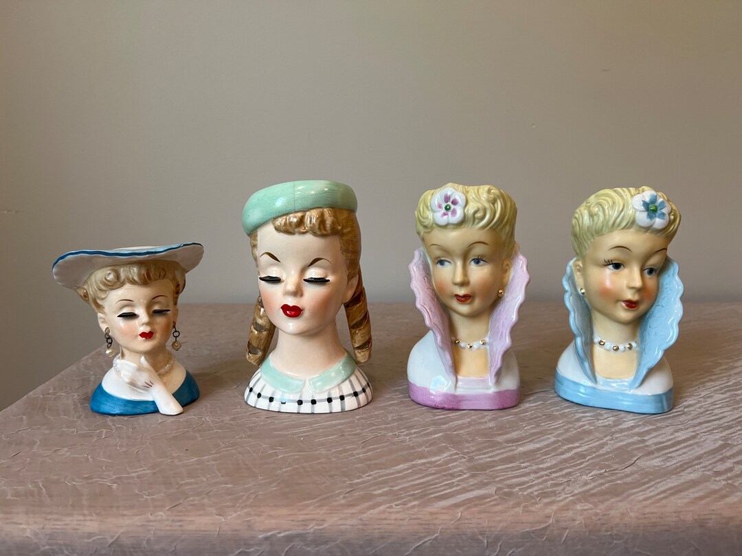 Ladies Head Vases | Choose From: Napco #A5046, Gloved Hand, Blue Raised ...