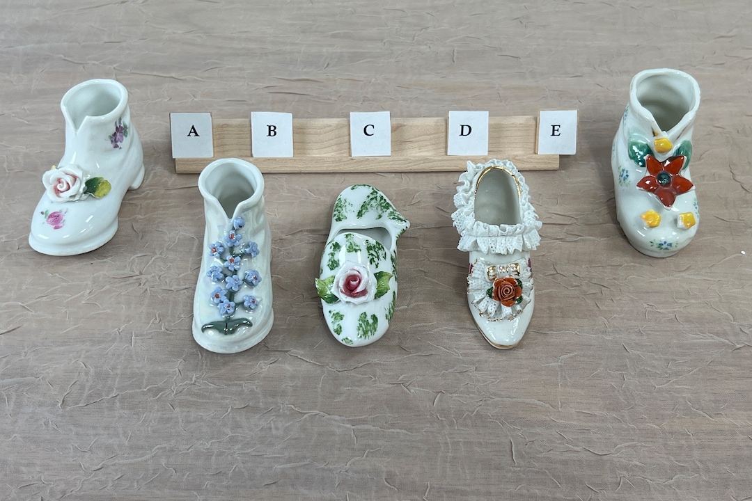 Miniature Porcelain Shoe/slipper | Choose From: Boot W/rose, Blue ...