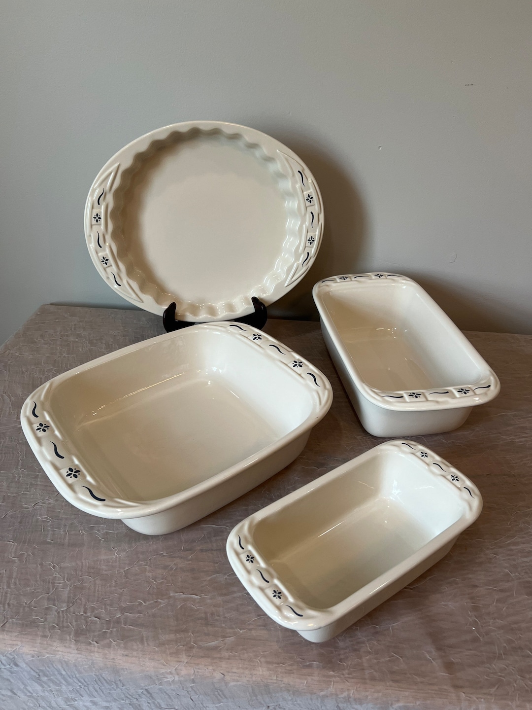 Vintage Longaberger Pottery Woven Traditions Classic Blue Bakeware ...