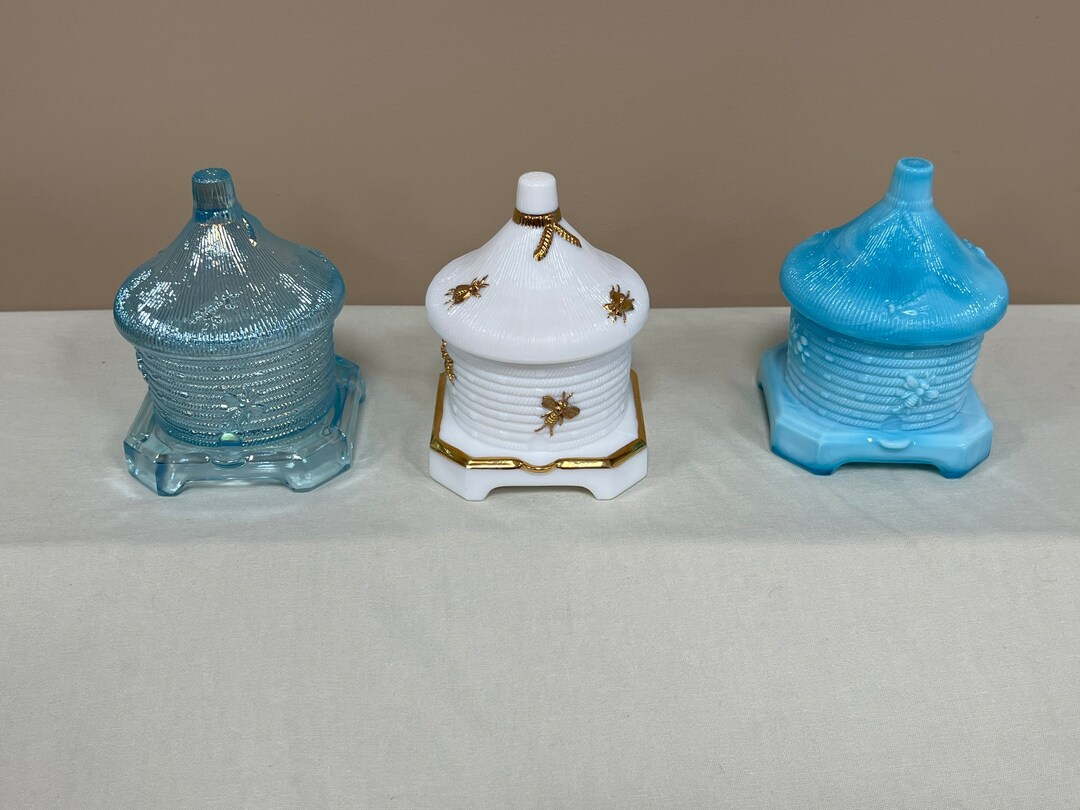 Vintage Honey Bee Covered Honey Pot Choose From: Imperial Glass Gold ...