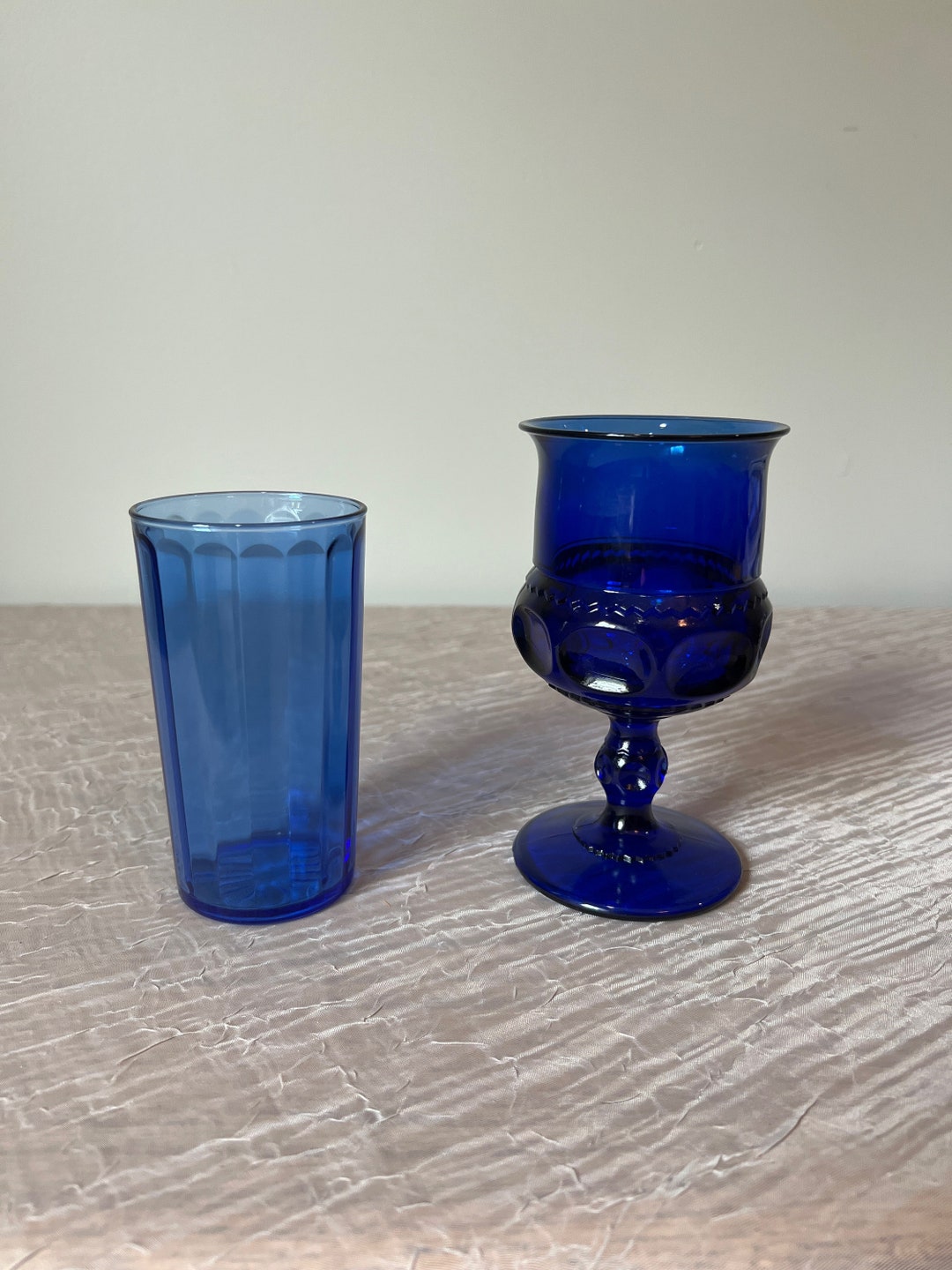 Vintage Cobalt Blue Glassware | Choose From: Colony Crown Water Goblet ...