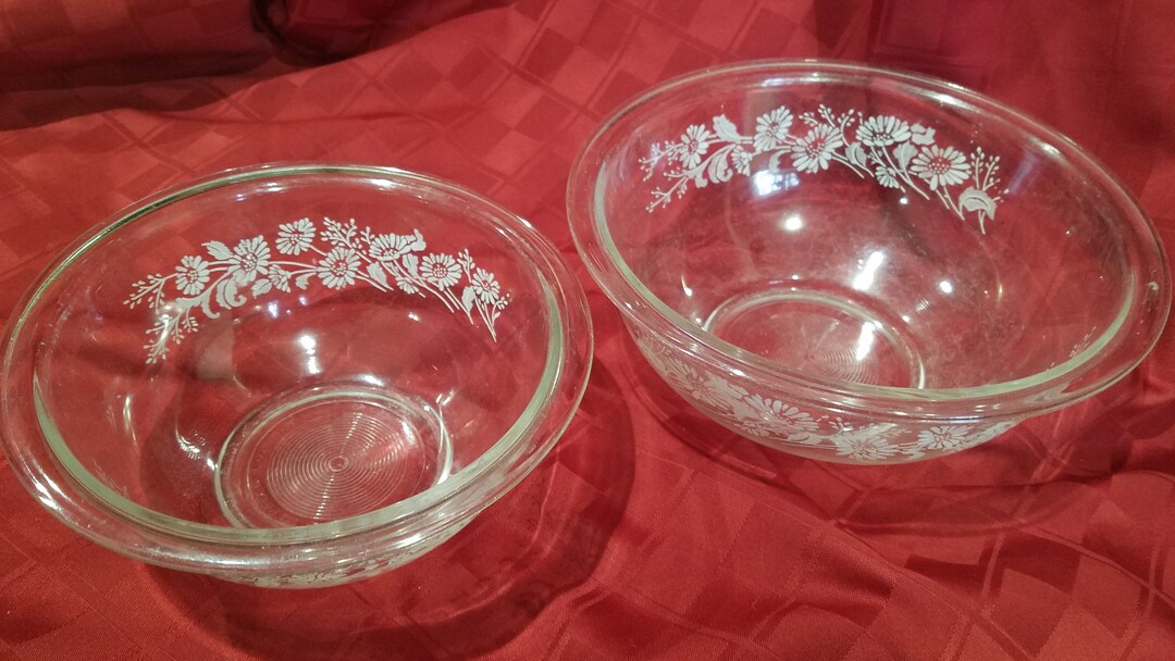 Vintage Clear Pyrex Nesting Bowls | Colonial Mist Pattern | 1 Liter and ...