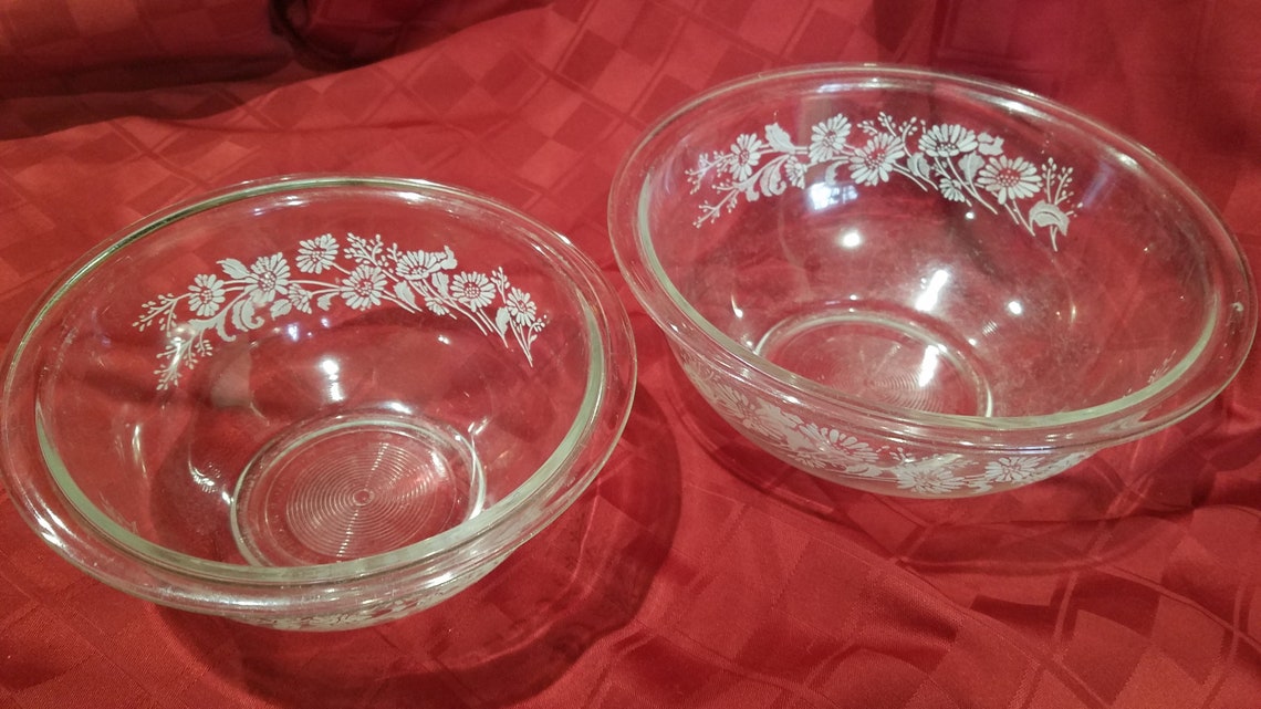Vintage Clear Pyrex Nesting Bowls Colonial Mist Pattern 1 | Etsy