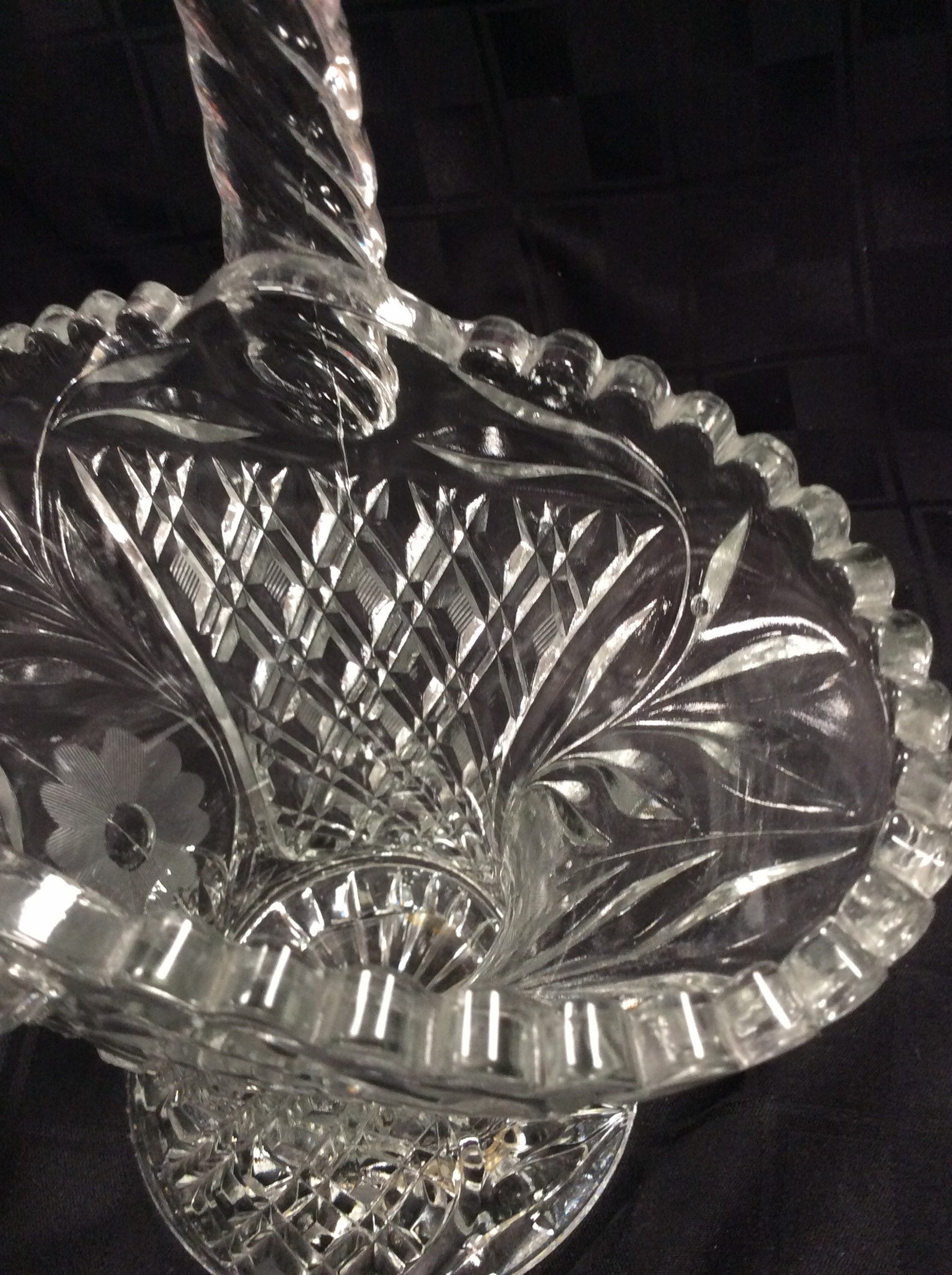 Vintage Pressed Glass Bride 7 Basket Vase With Ground - Etsy