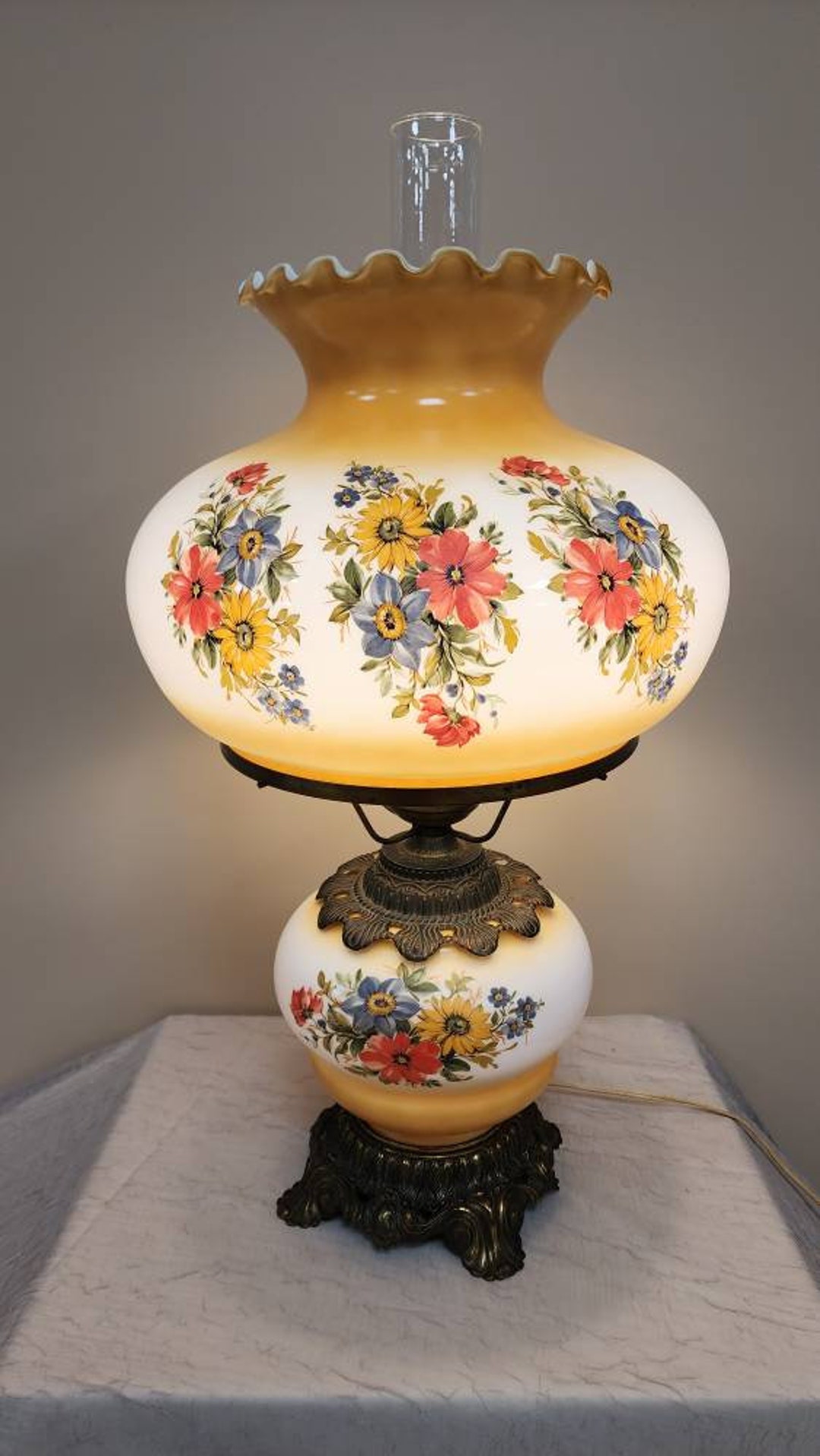 Vintage Gone With the Wind Hurricane Table Lamp With 3-way Light | GWTW ...