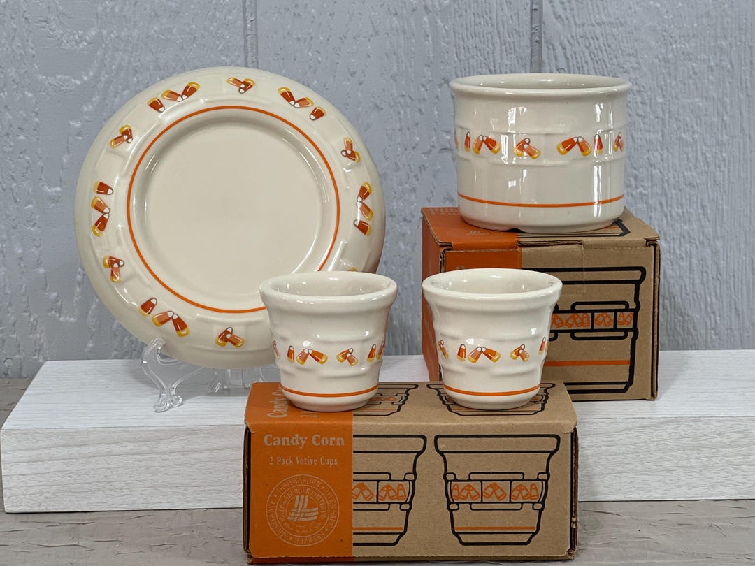 Longaberger Halloween Candy Corn Pottery | Choose From: Set of 2 Votive ...