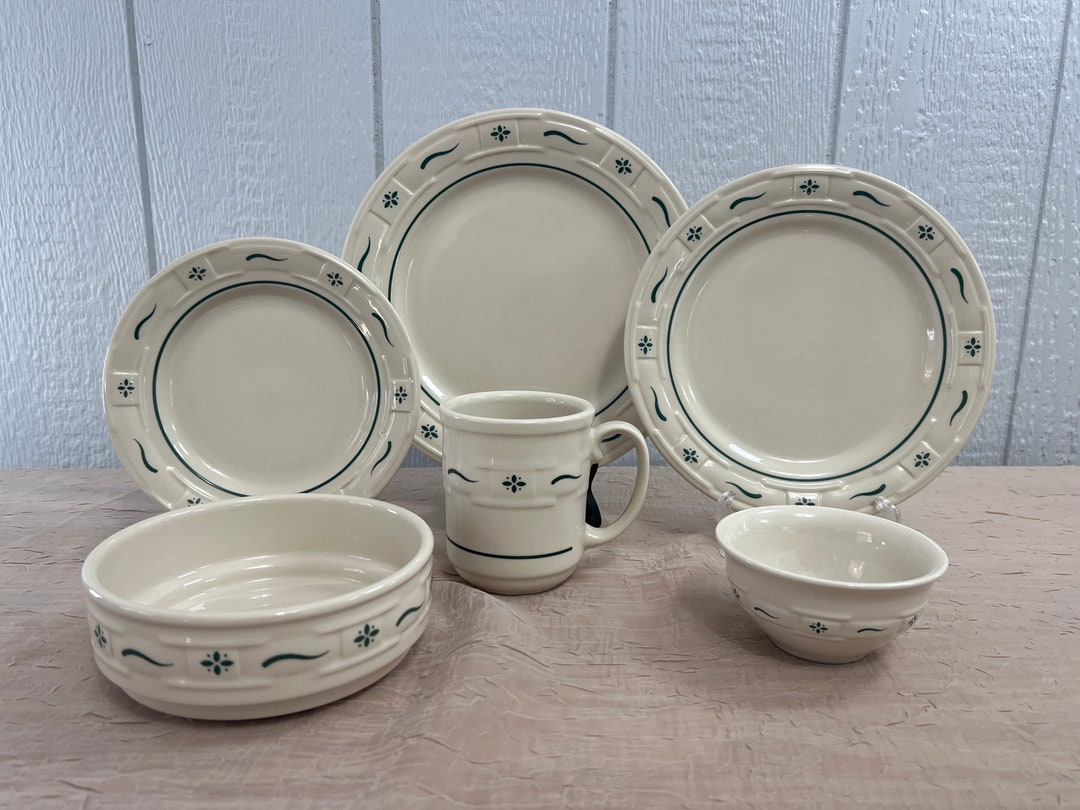 Longaberger Pottery Woven Traditions Heritage Green Dinnerware | Choose ...