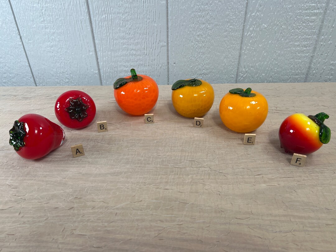 Mid Century Murano Art Glass Fruit | Choose From: Strawberry, Orange ...