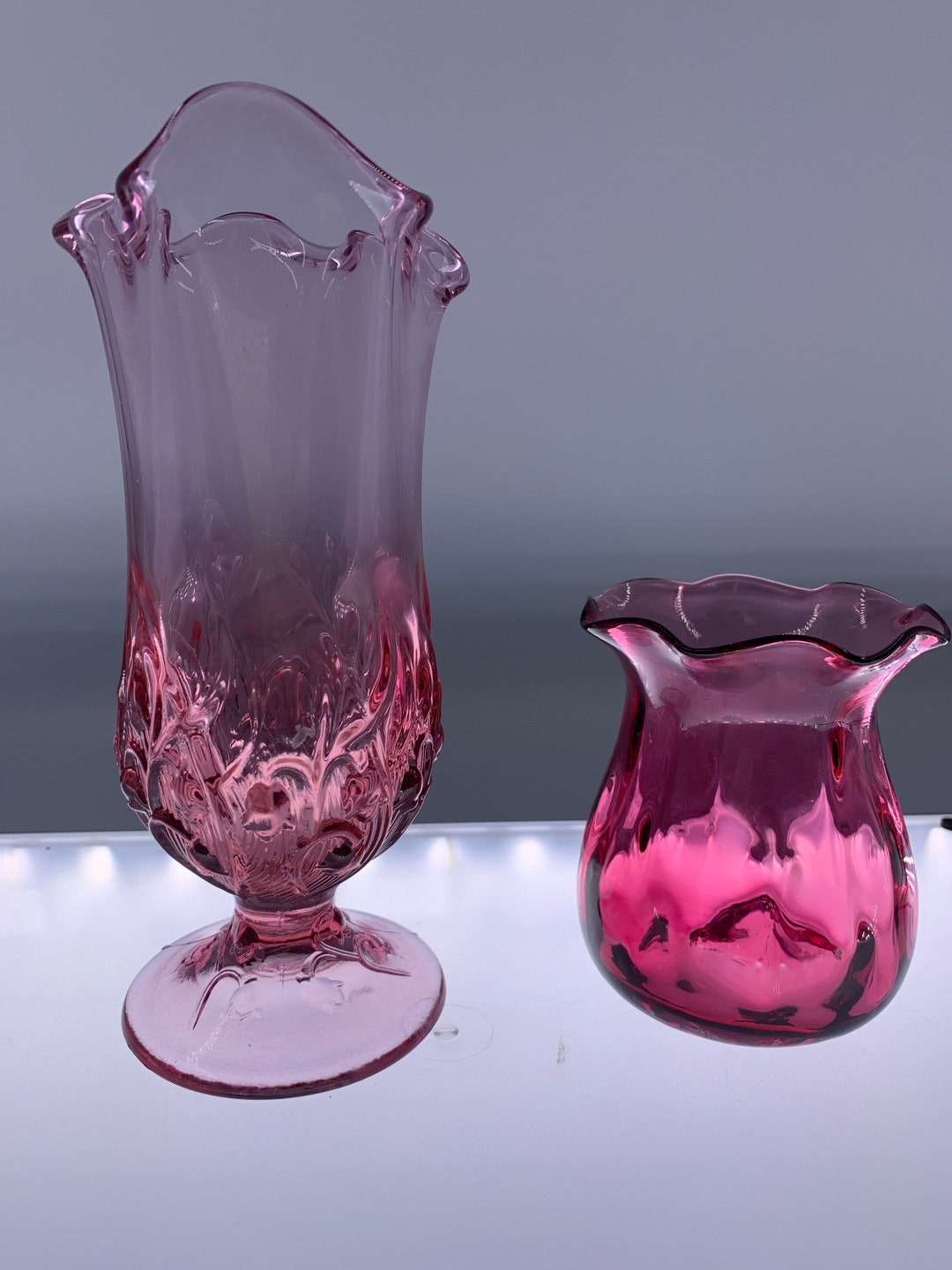 Vintage Pink Art Glass Bud Vase | Choose From: Fenton Swung Lilly ...