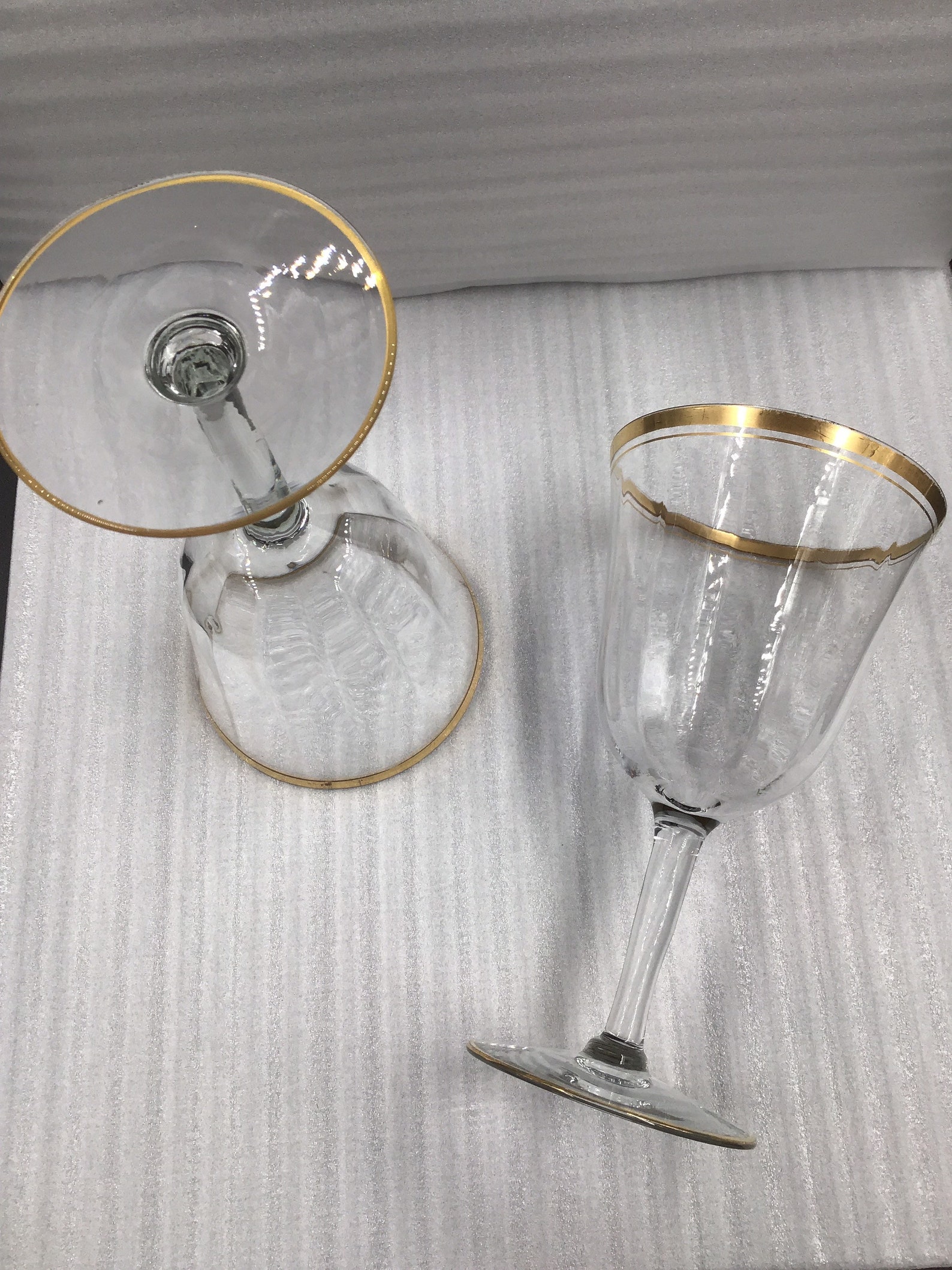 Gold Rimmed With Verge Line Stemmed Crystal Optic Tall Water Goblets ...