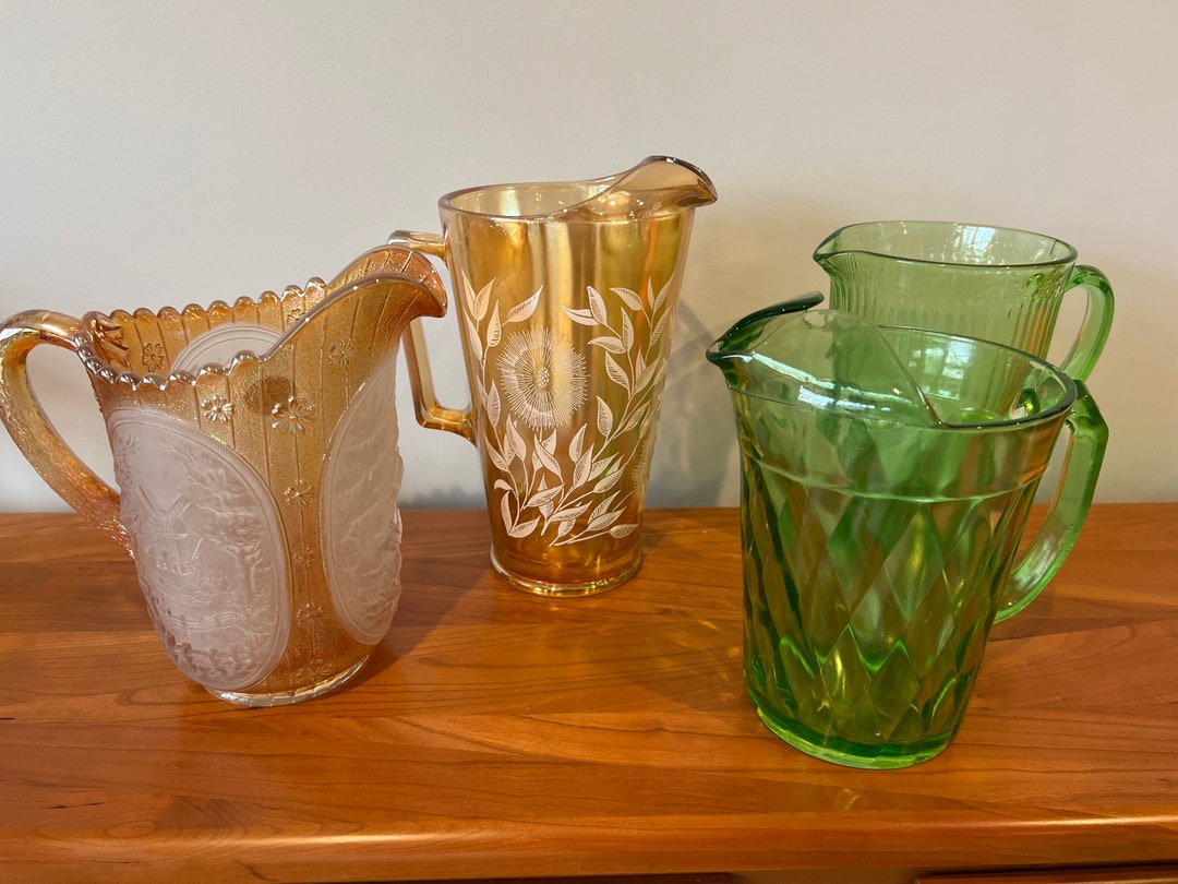 Vintage Pitchers | Choose From: Imperial Marigold W/frosted Windmill ...
