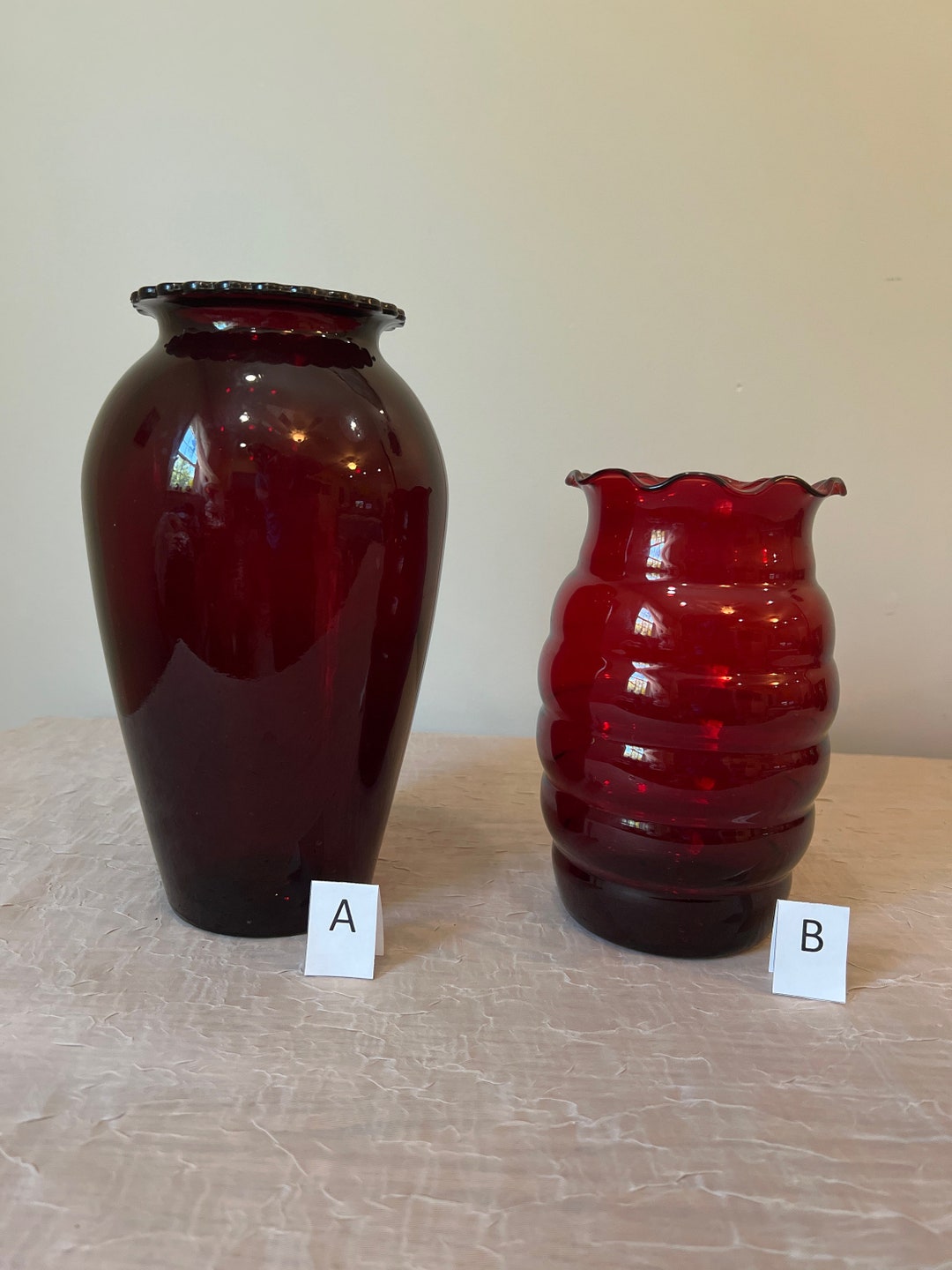 Vintage Anchor Hocking Ruby Red Vase | Choose From: Ruby Red 9" Hoover ...
