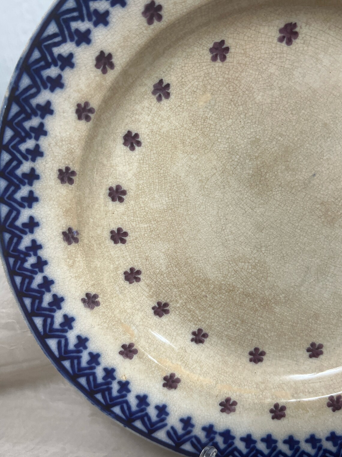 Antique Set of 6 Flow Blue "amish Snowflake" 10 Inch Dinner Plates ...