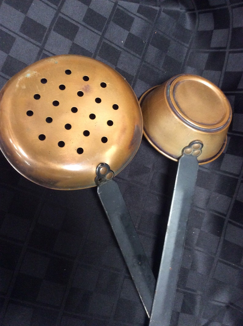 Antique Copper/bronze Laddle, Sieve, Scoop | Set of 3 | Mid-century - Etsy