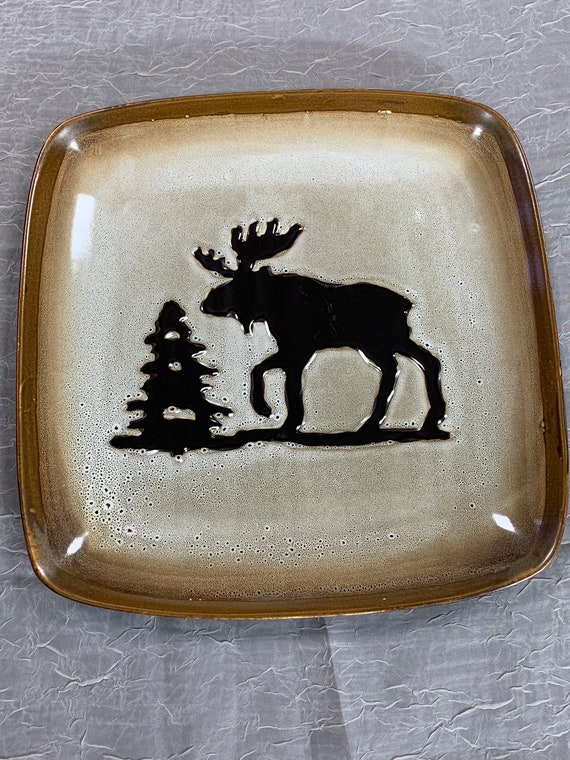Moose Square Dinner Plates Set Of 4 Woodland by HOME STUDIO - munimoro ...