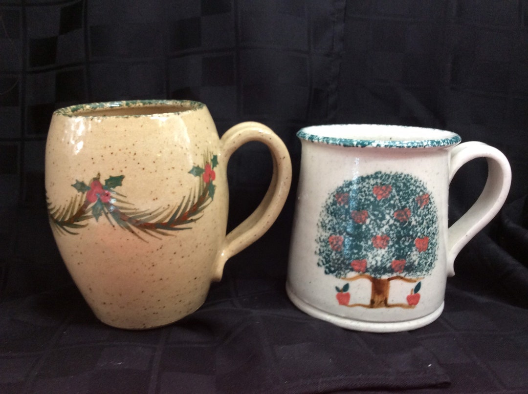 Three Rivers Pottery Mugs | Choose From: Apple Tree or Holly & Pine - Etsy