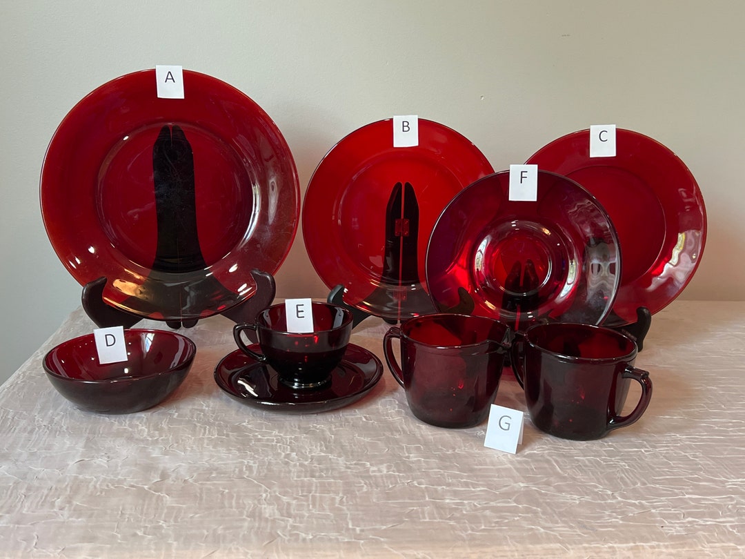 Vintage Anchor Hocking Royal Ruby Red Dinnerware | Choose From: 9 ...