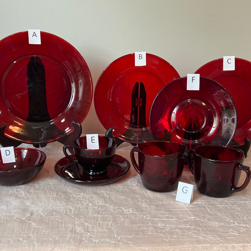 Ruby Red Dinnerware - Etsy