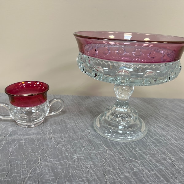 Ruby Red and Clear Depression Glass - Etsy