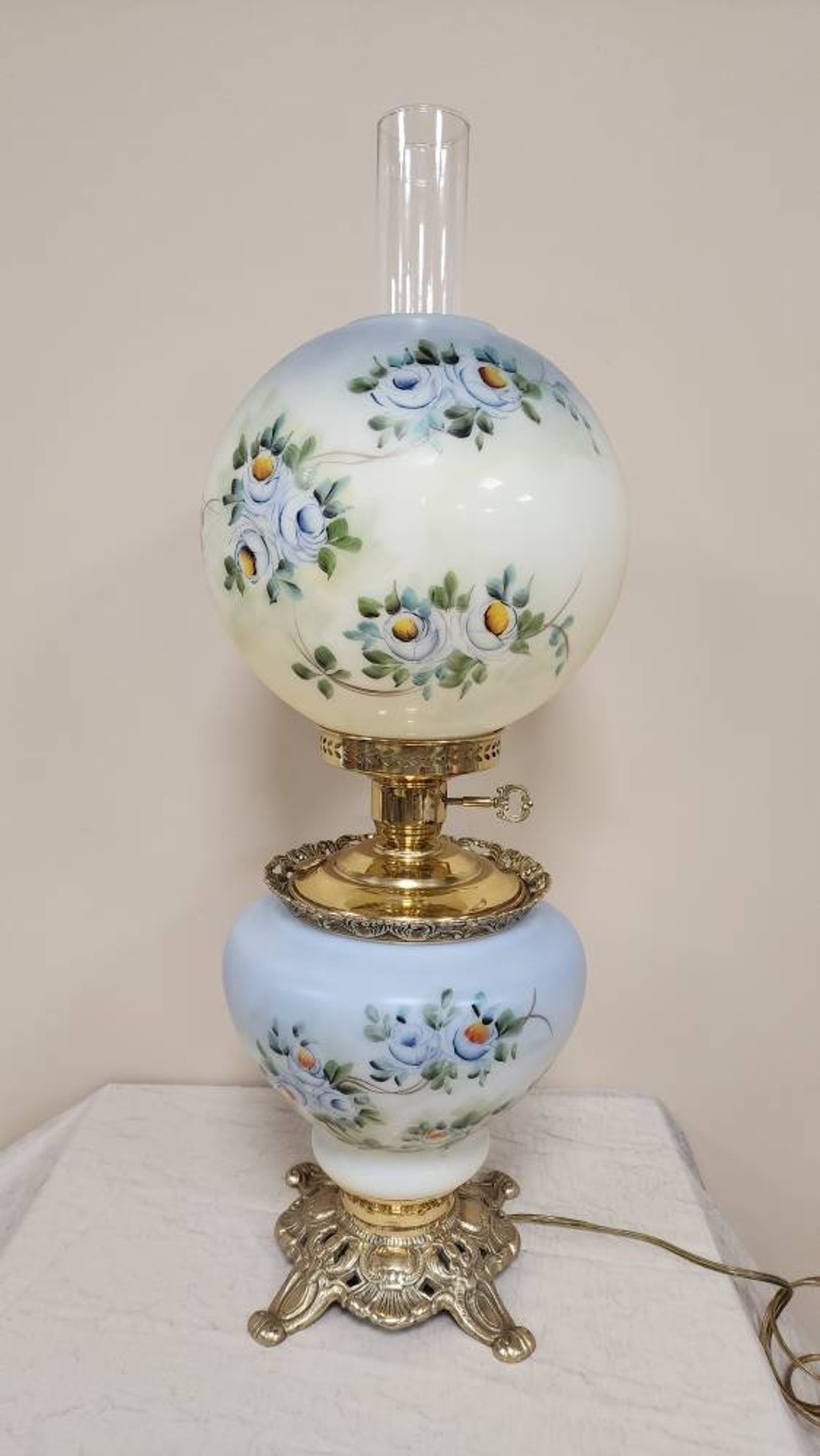 Vintage Gone With the Wind Hurricane Table Lamp With 3-way - Etsy