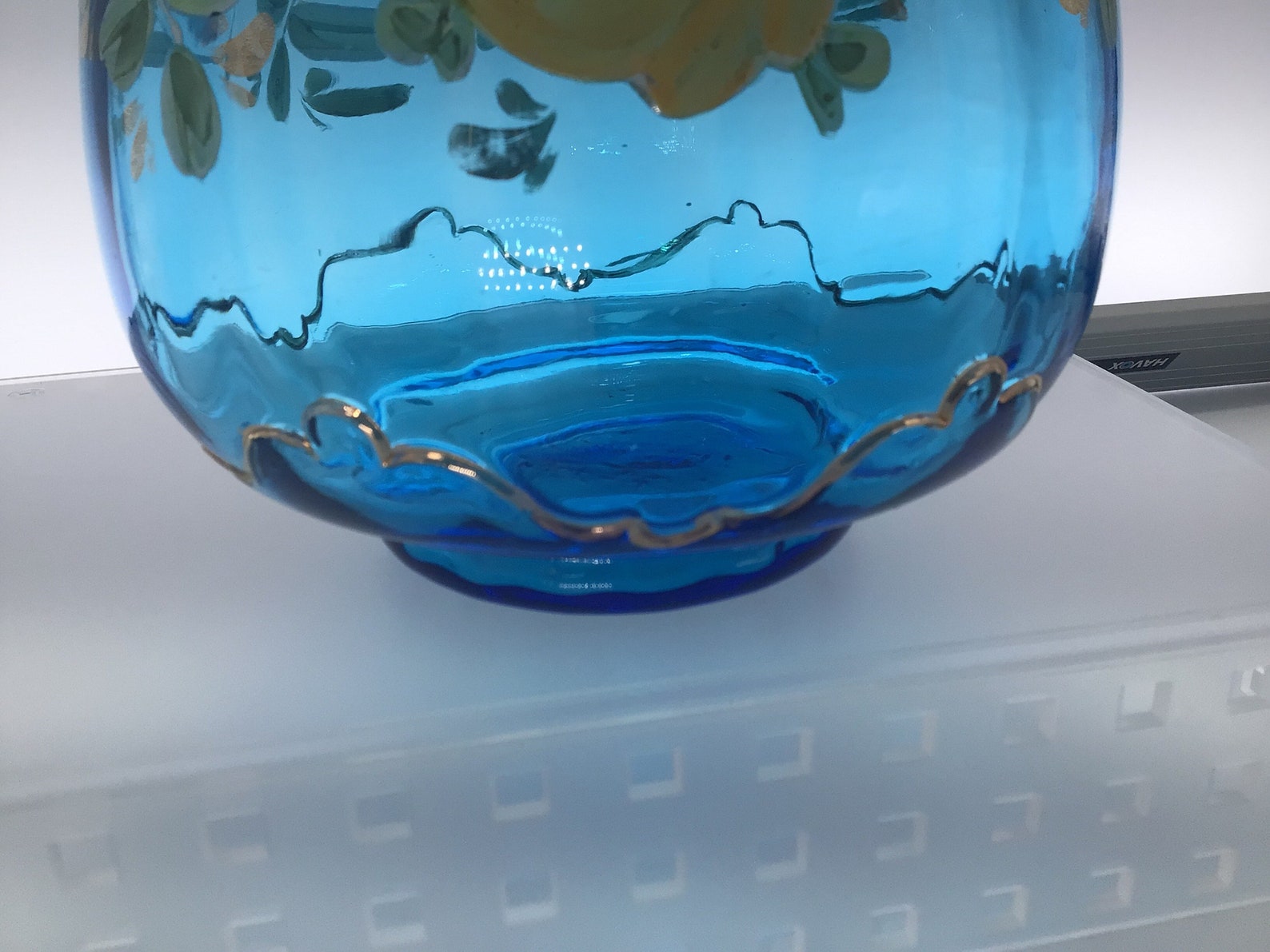 Vintage Hand Painted Pitcher & Glass Set | Aqua Blue W/6 Drinking Cups ...