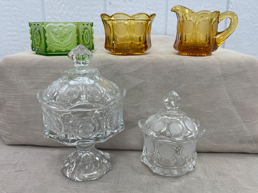 Vintage Coin Dot Glass | Choose From: Fostoria Amber Creamer & Open ...