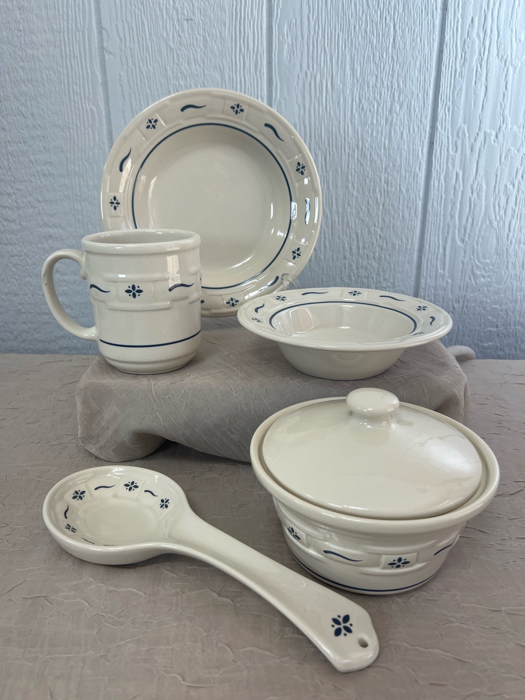 Longaberger Pottery Woven Traditions Classic Blue | Choose From: Rimmed ...