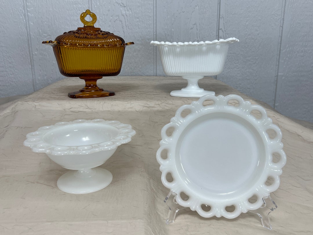 Vintage Lace Edge Glass | Choose From: Indiana Glass Amber Candy Box ...