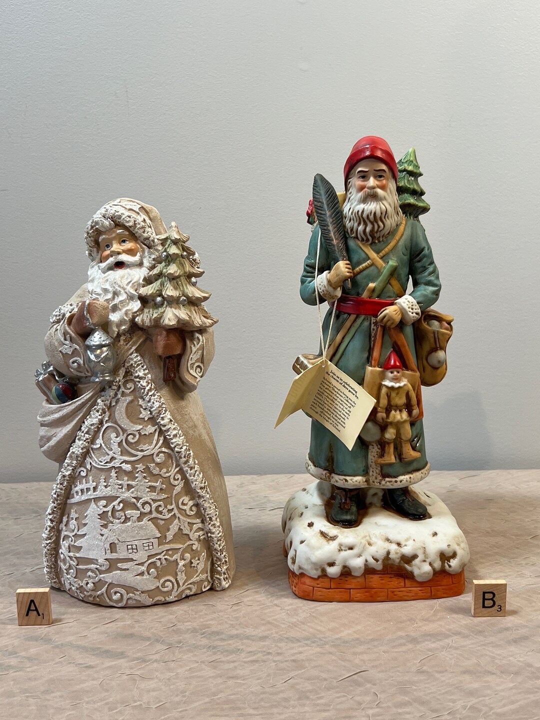 Vintage Old World Santa Statue Choose From: Roman Inc. Tan Suit Santa ...