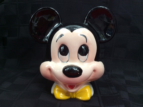 Mickey Mouse Ceramic Head Bank Big Yellow Bow Tie Savings - Etsy