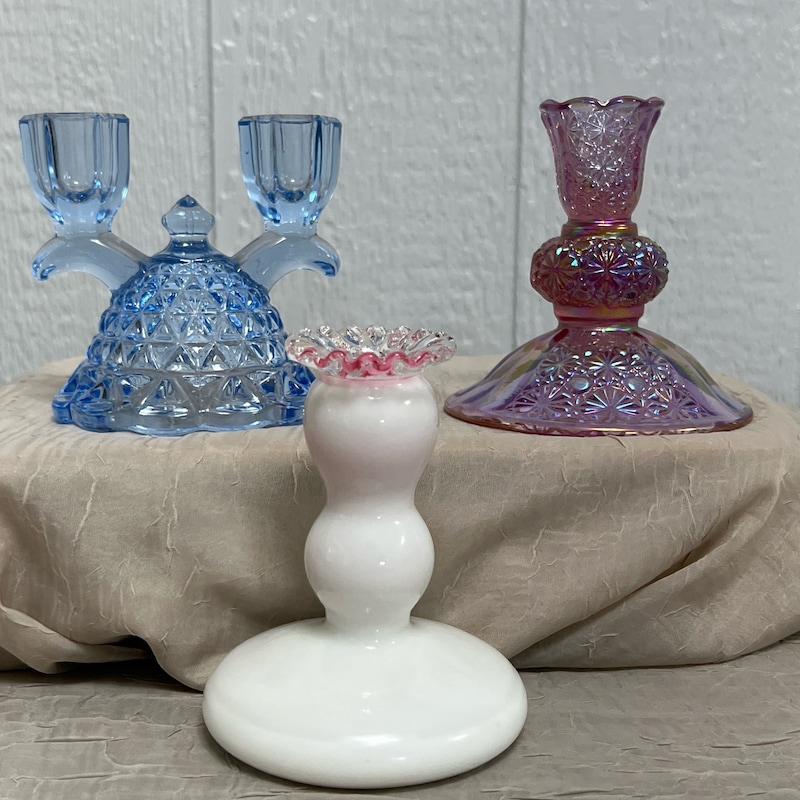 Fenton Candle Holders Pink - Etsy