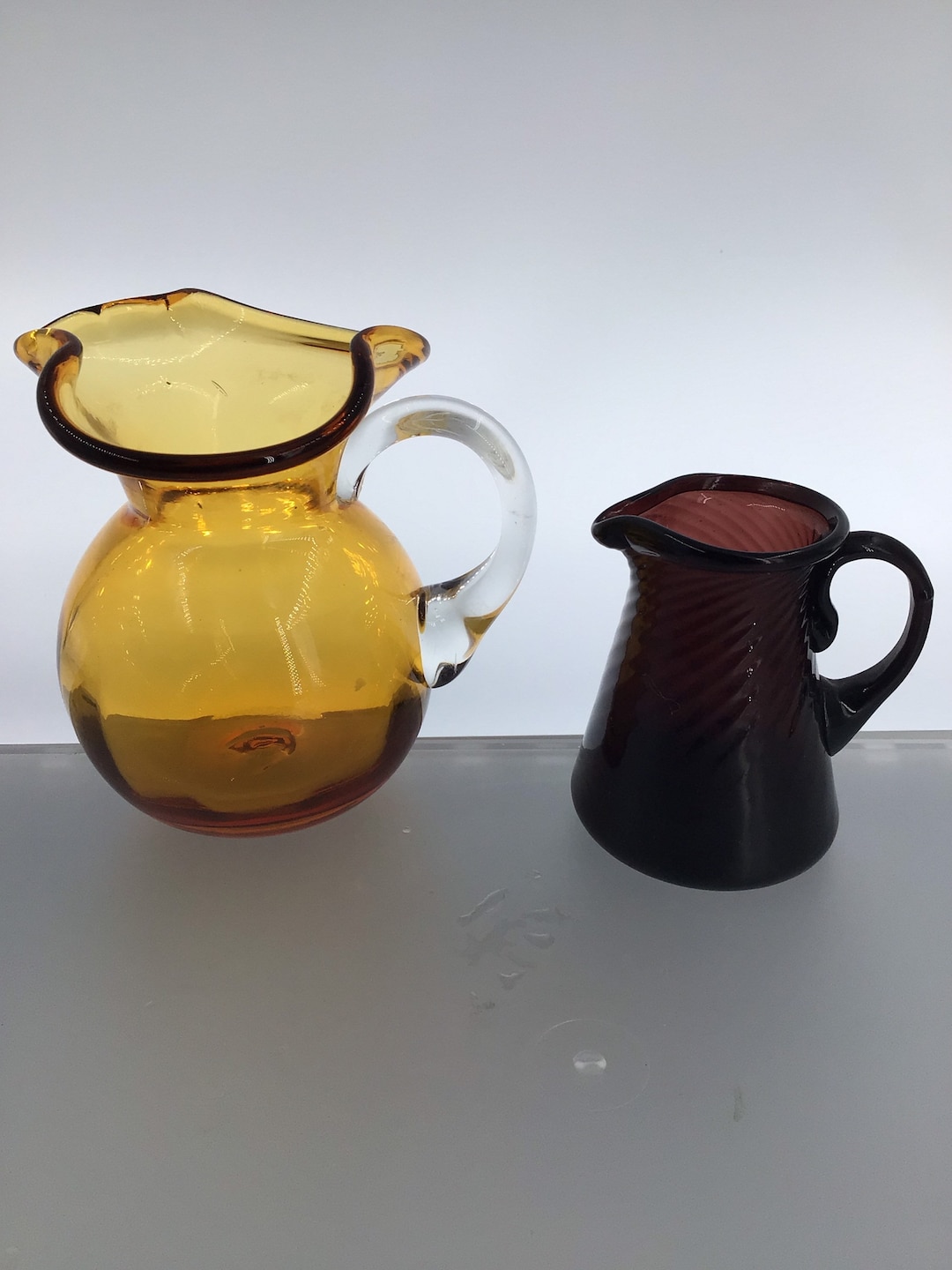 Vintage Hand-blown Miniature Pitcher-shaped Bud Vase Choose From: Amber ...