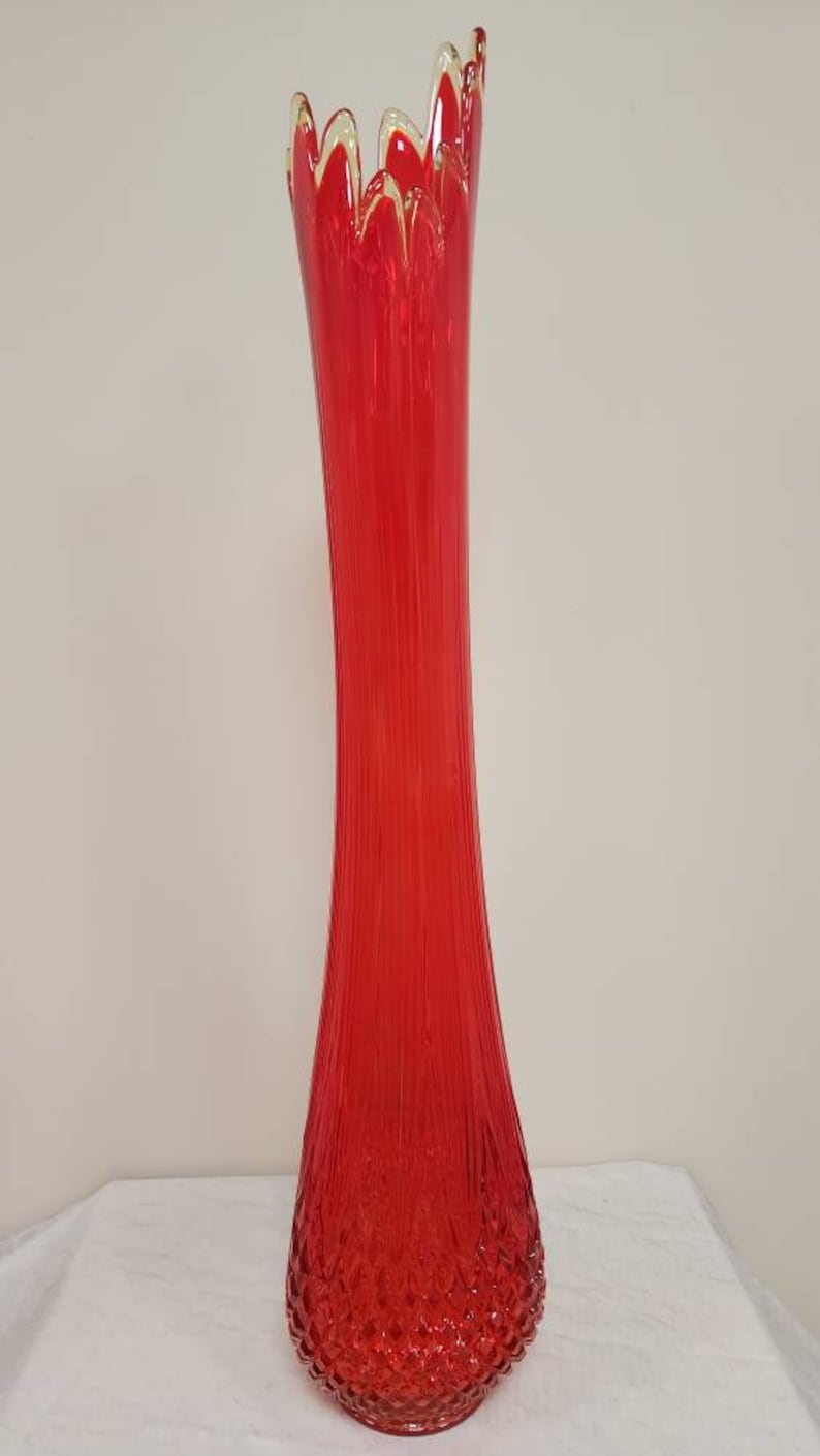 Very Large MCM Glass Swung Vase Choose From: Fenton Amberina - Etsy