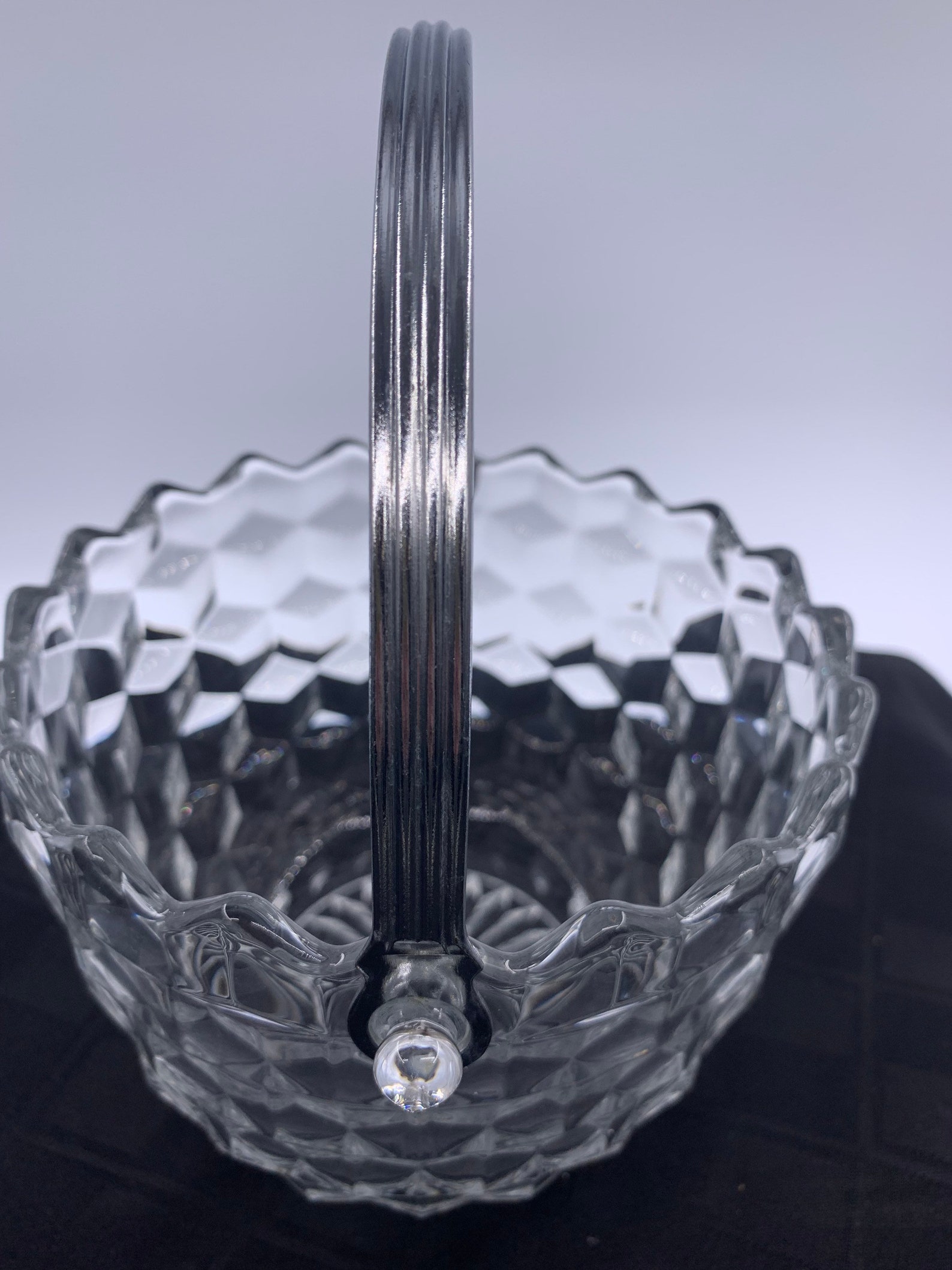 Vintage Fostoria Glass American Cubic Pattern Heavy Ice Lip Pitcher or ...