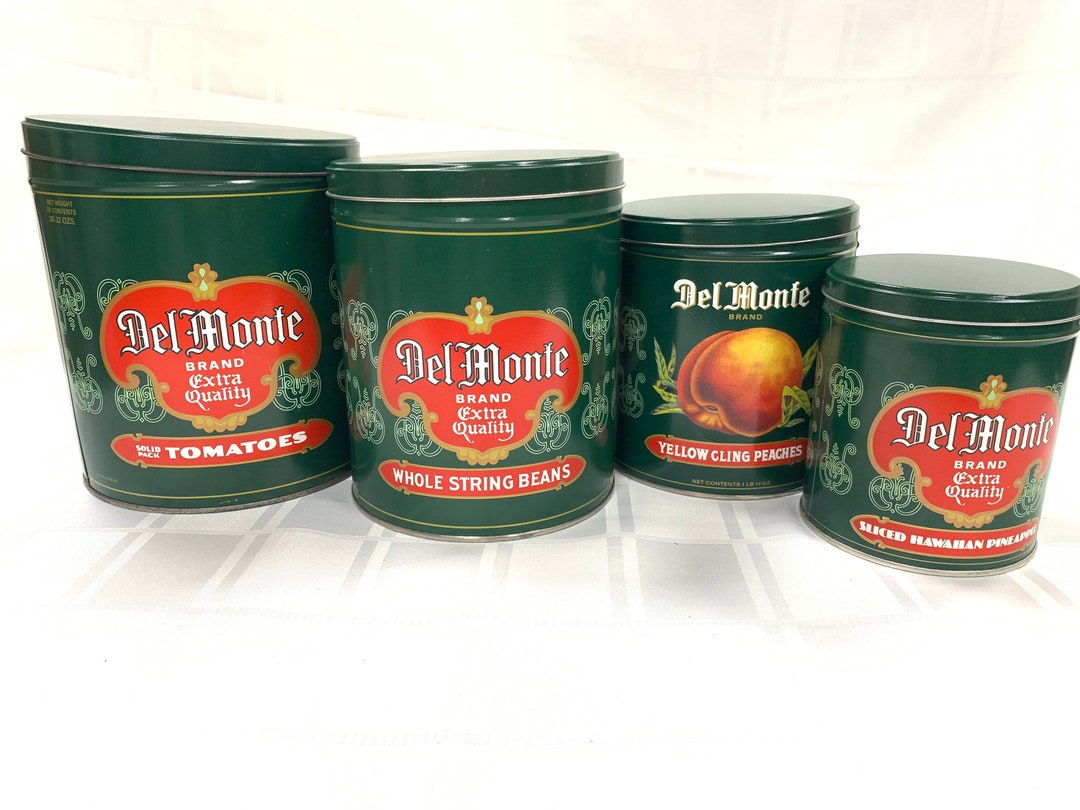 Set of 4 Vintage Del Monte Canister Set Metal Tomatoes, String Beans ...