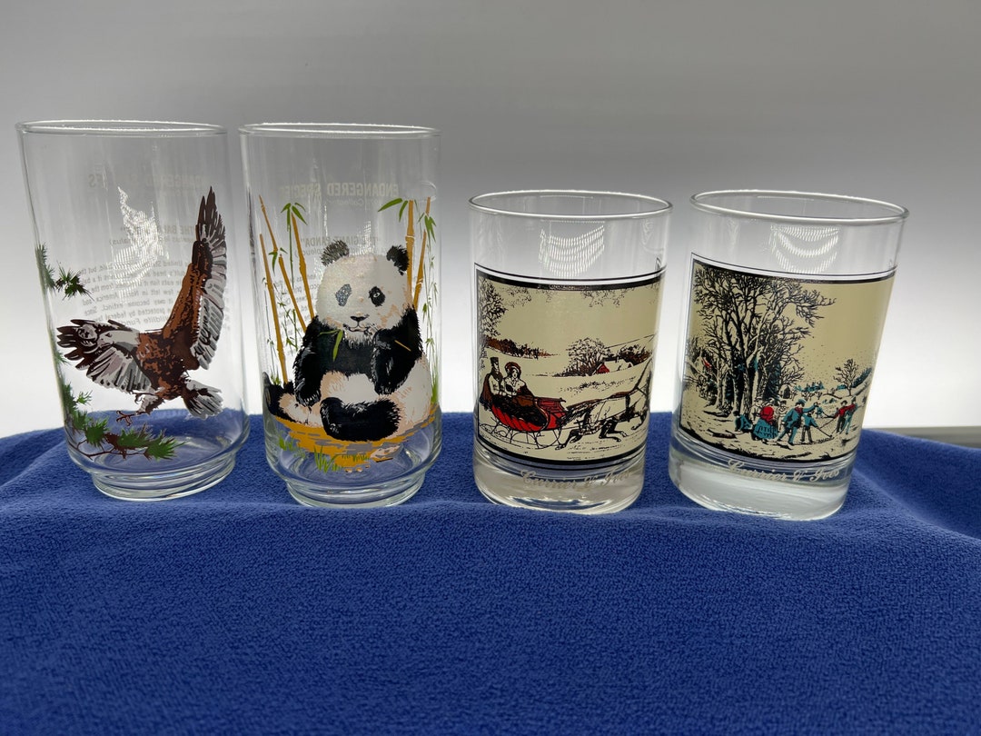 Vintage Arby's Currier & Ives or Burger Chef Endangered Species Glasses ...