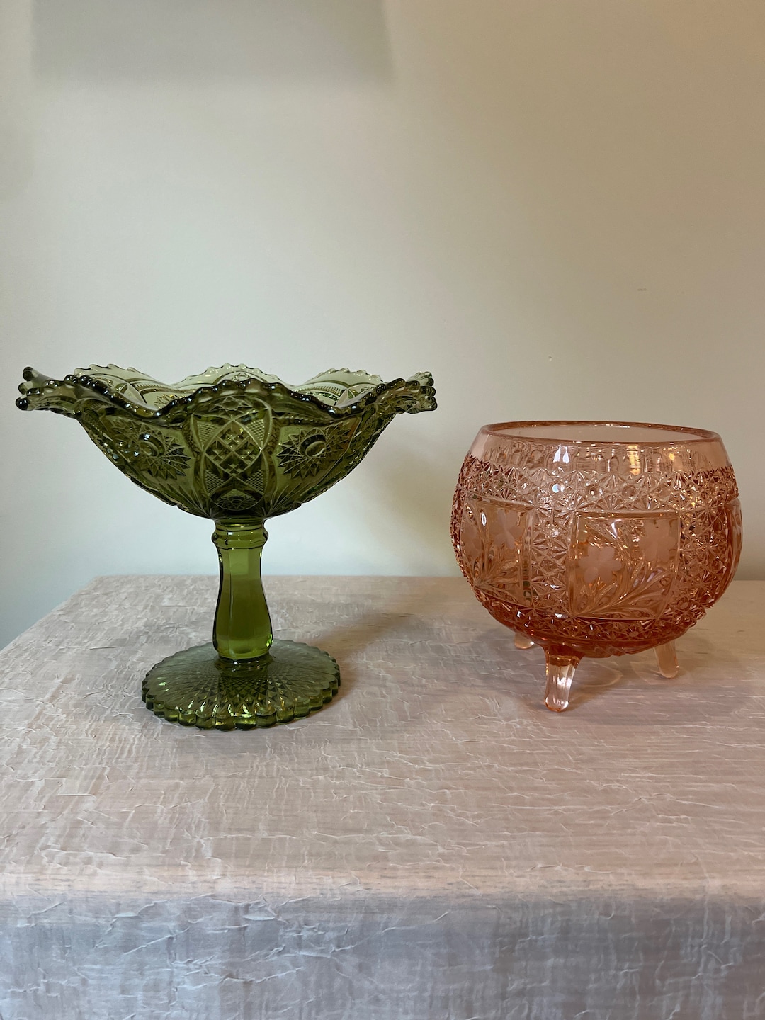 EAPG Glass Bowl | Choose From: Imperial Glass Green Fashion Pedestal ...