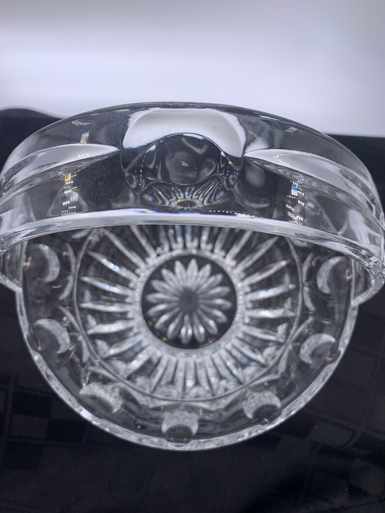 Vintage Block Crystal Tulip Pattern Handled Basket Signed - Etsy