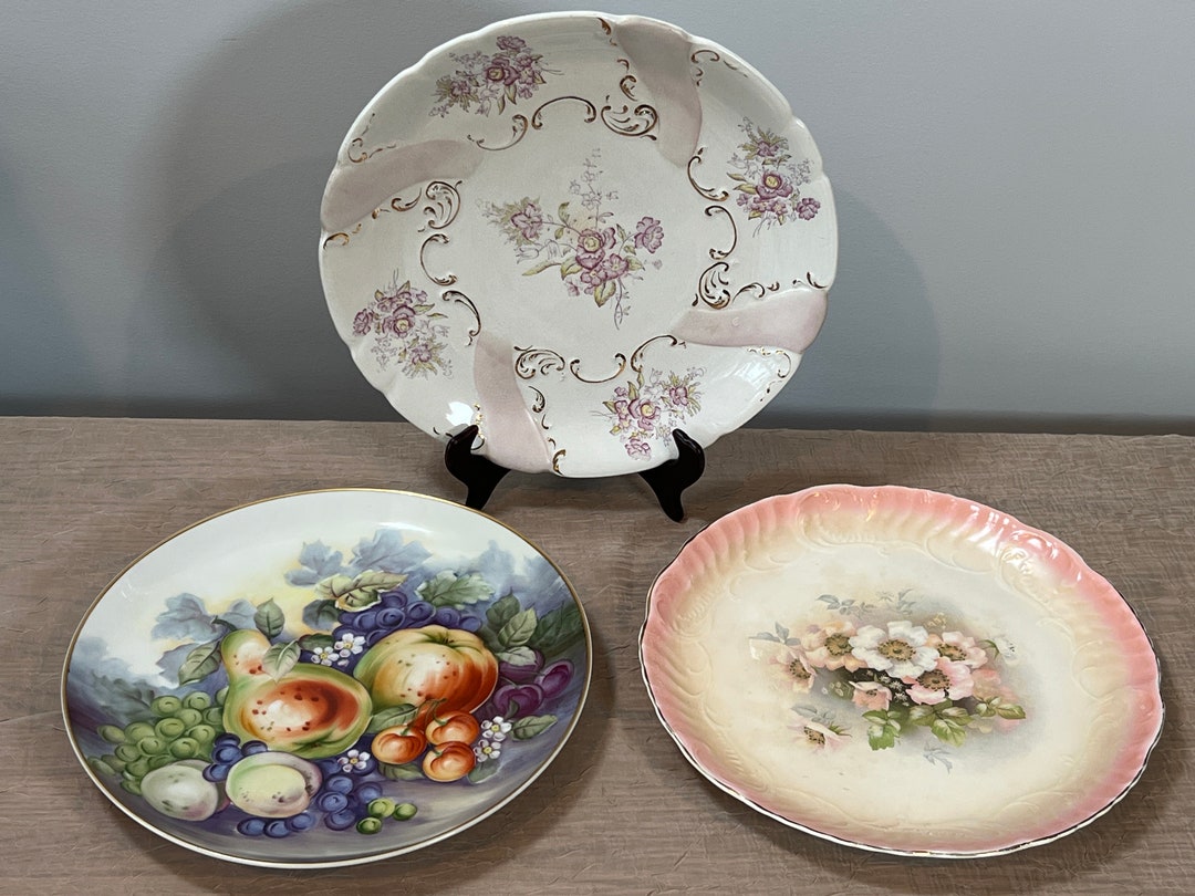 Vintage Hand-decorated 12" Cabinet Plate | Choose From: Gold Rimmed ...