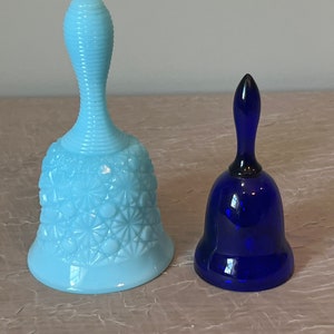 Fenton Blue Glass Bell | Choose From: Blue Satin Daisy & Button Bell or ...
