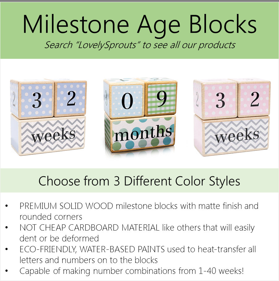 Premium Natural Baby Age Blocks Solid Wood Months Weeks | Etsy