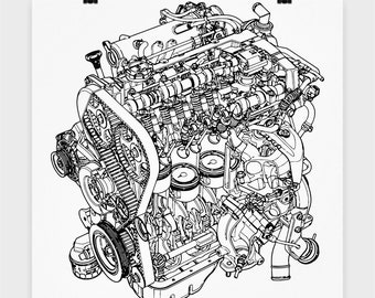 Evo 4G63 Engine Diagram Poster - Etsy