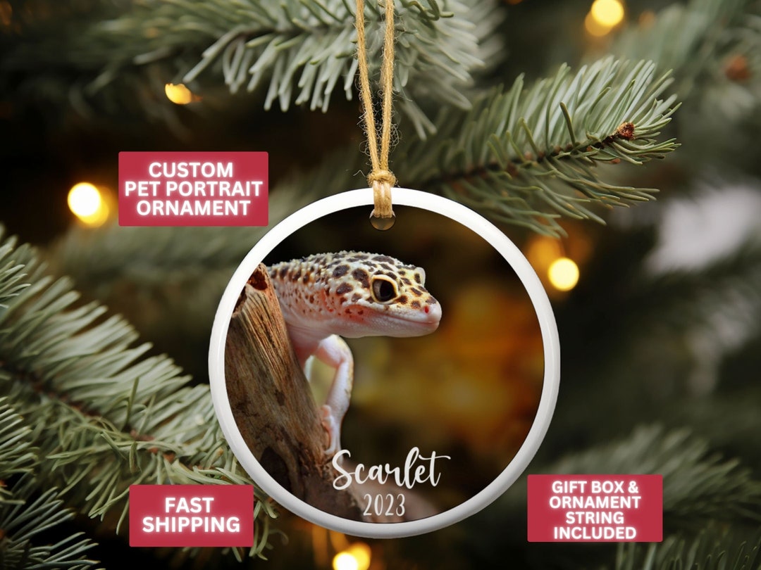 Customizable Leopard Gecko Photo Ornament, Leopard Gecko Memorial ...