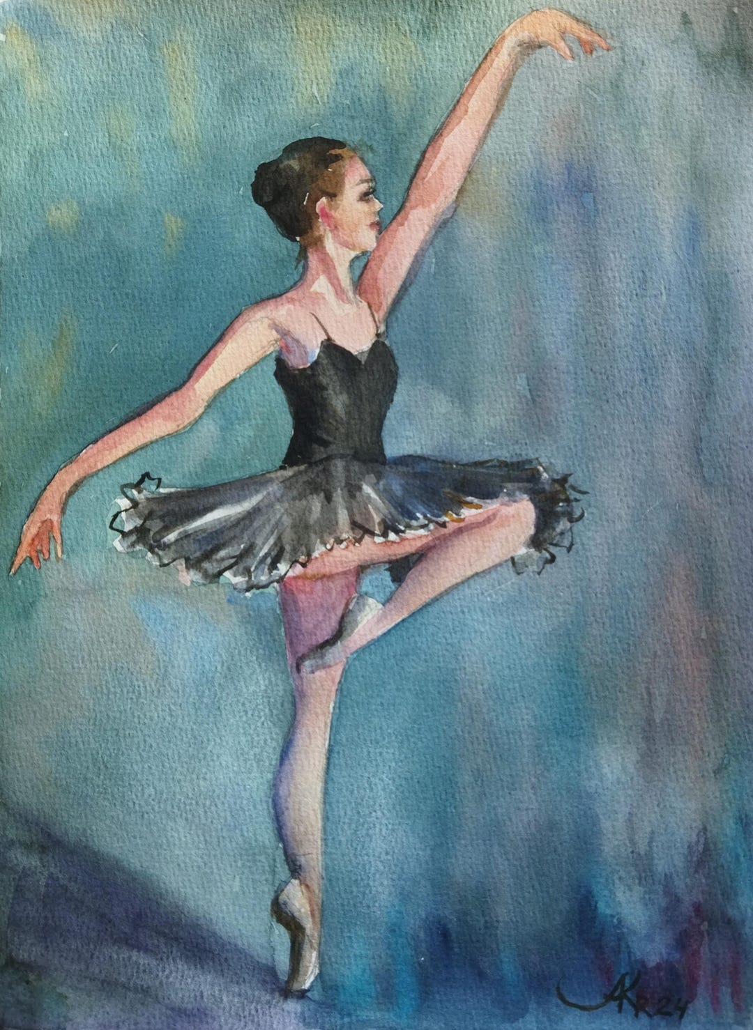 Ballerina Painting, Original Watercolor Artwork, Ballerina Wall Art ...