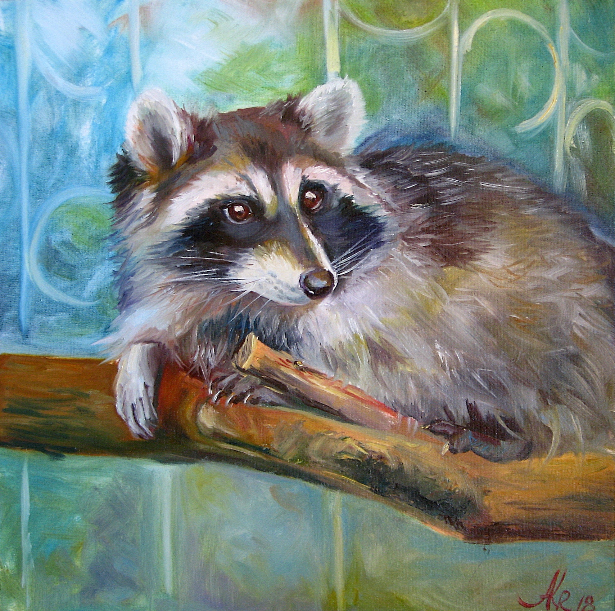Raccoon painting oil on canvas Raccoon art Raccoon artwork | Etsy