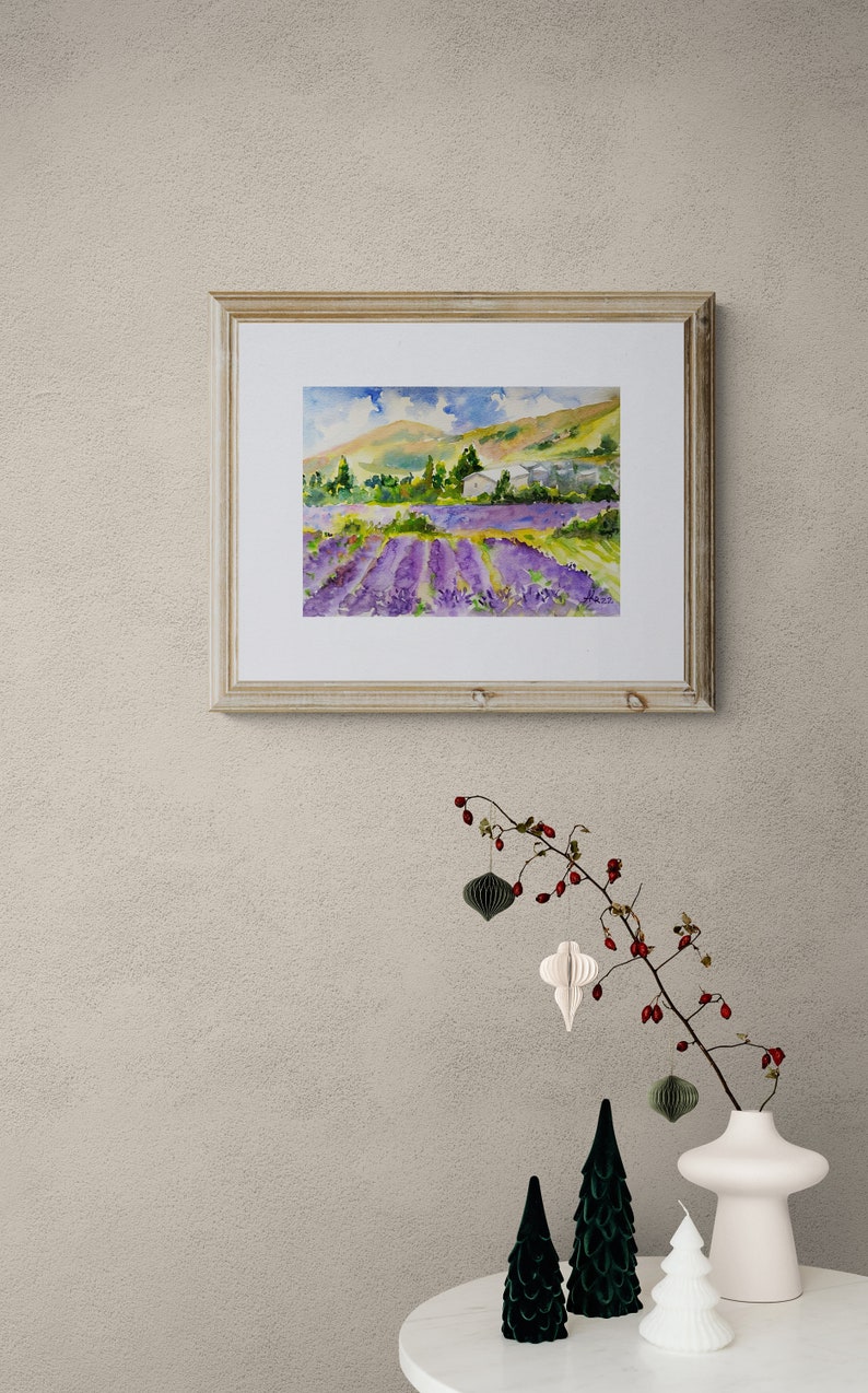 LAVENDER FIELD Art Print Watercolor Landscape Print - Etsy