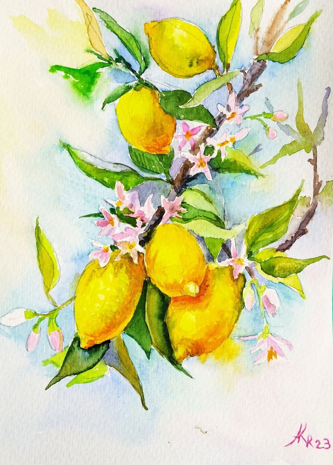 Lemon Tree Painting Watercolor Digital Download Art Print Lemon Tree ...