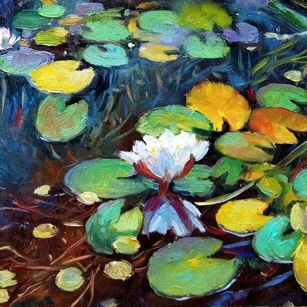Water Lily Painting - Etsy