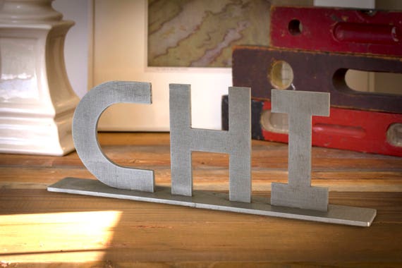 Chicago Illinois CHI Word Art Letter Sign Metal Industrial | Etsy